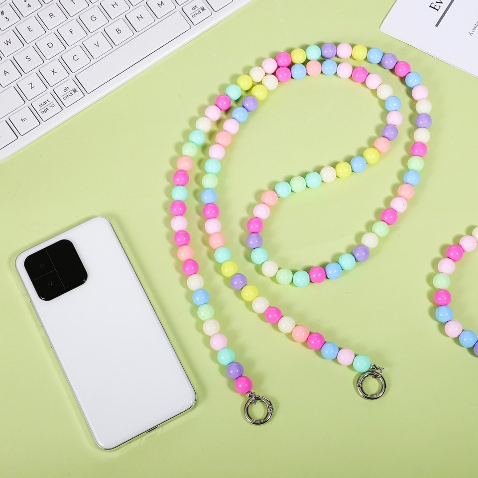 2Pcs Mobile Phone Chains Colorful Beads Cell Phone Lanyard Wrist Strap ...