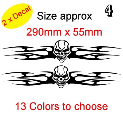 SET 2X TRIBAL FLAME SKULLS Graphic Vinyl Decal Sticker Car, Laptop Bike ...