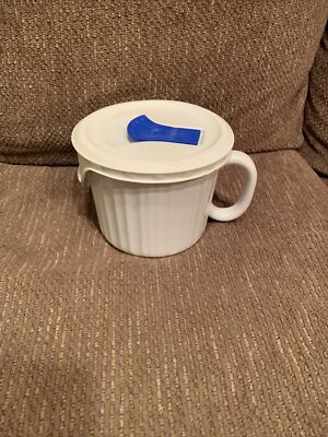 Corning Ware French White 20oz. Soup/Meal Mug W/Lid | eBay