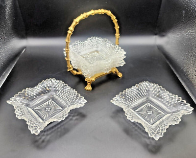 Federal Glass Tradition Clear Square Diamond Pattern Candy Dish w ...