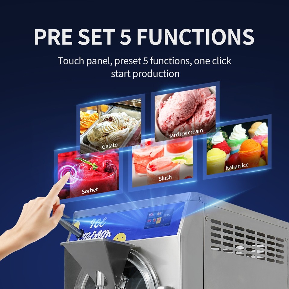 Wixkix Hard Serve Ice Cream Machine Gelato Italian Ice Maker 48L/H ...