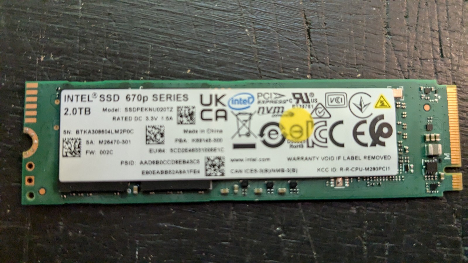 Intel 670p Series 2TB M.2 NVMe Internal SSD (SSDPEKNU020TZX1) Gently ...
