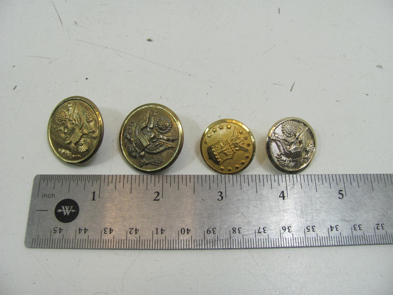 WW2 U.S. Military Eagle Buttons - Waterbury Button Co. MIX LOT OF 4 ...