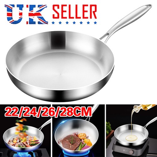 Frying Pan Heavy Duty Vogue Professional Stainless Steel 22CM-28CM Top ...