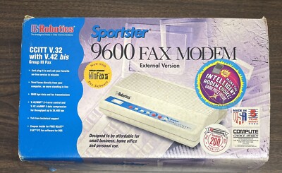 Brand New In Original Box US Robotics 9600 Sportster Fax Modem | eBay