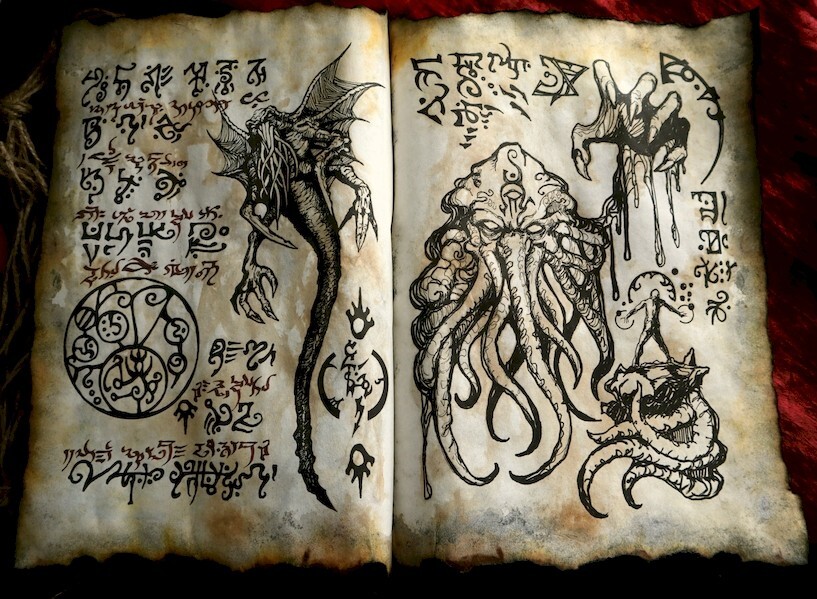 SPAWN OF CTHULHU TOME FRAGMENT Necronomicon pages Cthulhu larp prop | eBay
