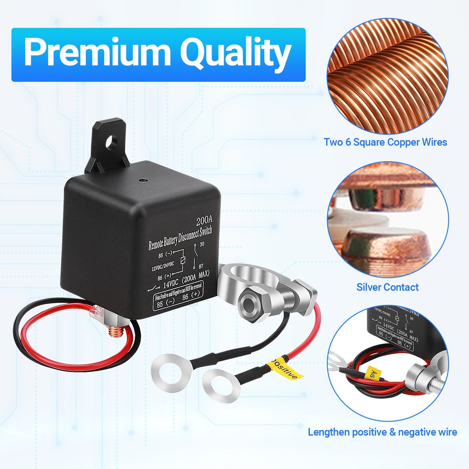USA Wireless Dual Remote Car Battery Disconnect Relay Master Kill Cut ...