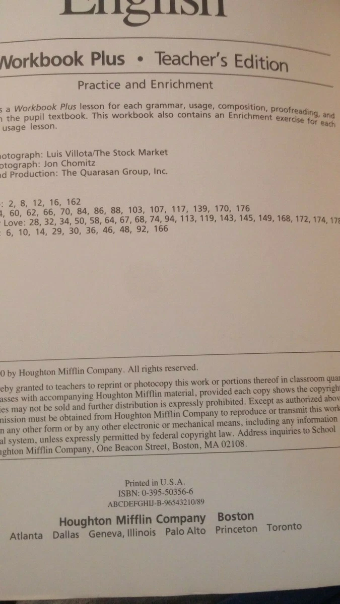 Houghton Mifflin English Workbook Plus