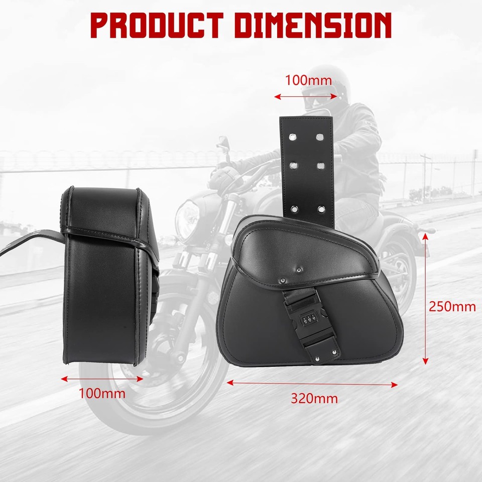 Motorcycle Saddlebags Throw Over Bags Side Saddle Bags Password Lock PU ...