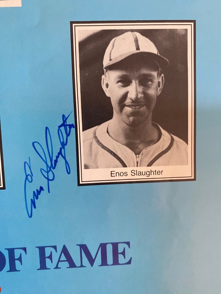 1986 ENOS SLAUGHTER SIGNED EQUITABLE OLD TIMERS GAME PROGRAM POSTER ...