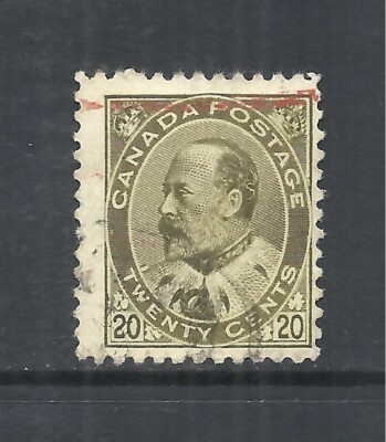 CANADA SCOTT 94 USED FINE - 1904 20c OL GREEN KING EDWARD VII ISSUE CV ...