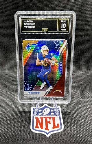 2021 Panini Phoenix Justin Herbert Fire Burst Color Match #70 GMA 10 | eBay