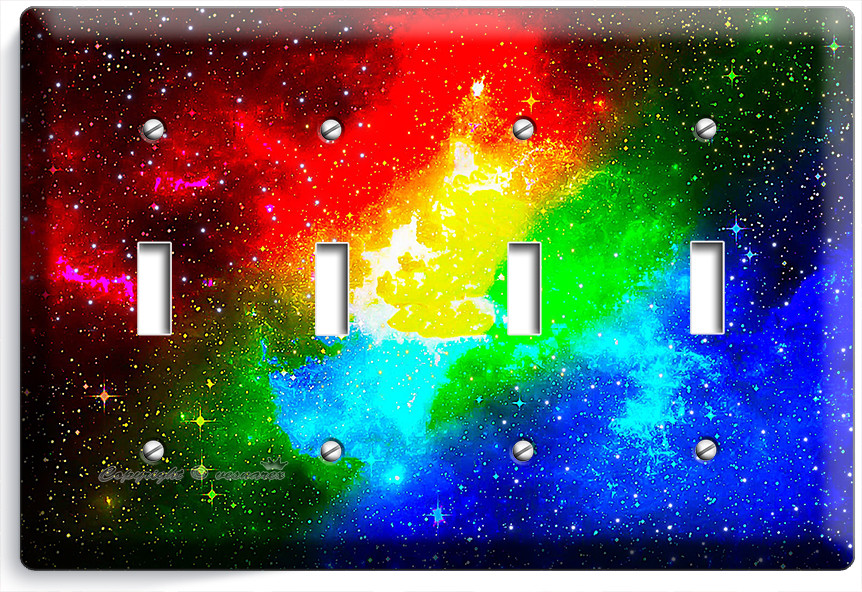 SPACE GALAXY STARS RAINBOW NEBULA CLOUD LIGHT SWITCH OUTLET PLATE ROOM ...