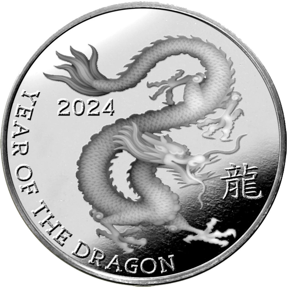 TWENTY (20) 1 oz Highland Mint Silver Round Lunar Dragon .999 Roll Tube ...