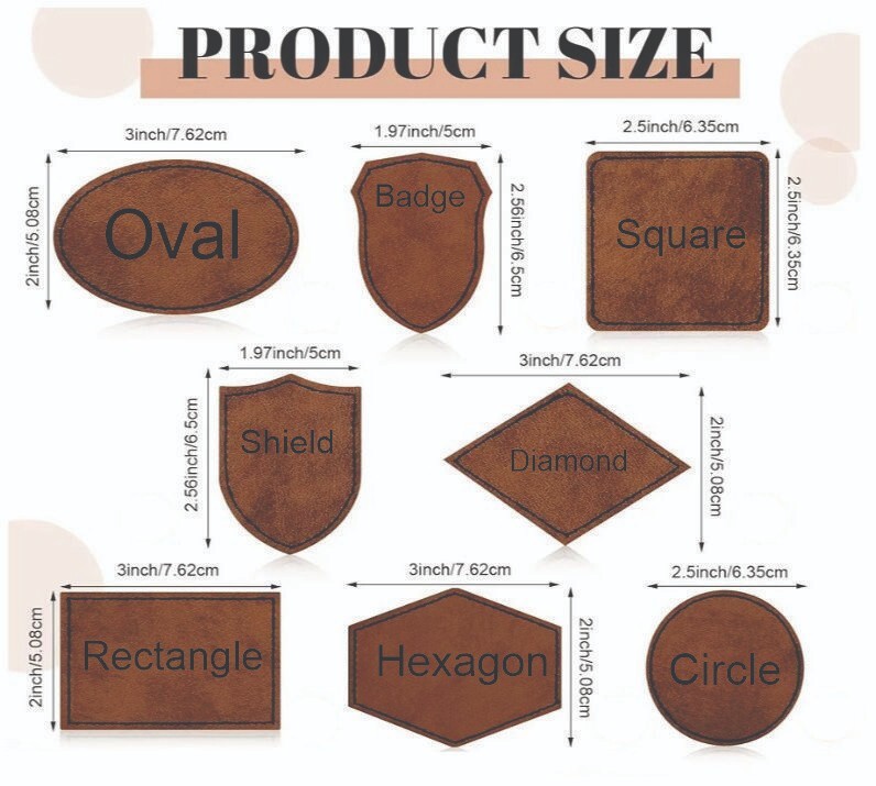 Rawhide/Black Square Leatherette Blank Set of 15 Adhesive Backed ...