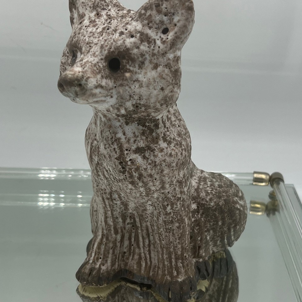 New McCarty Pottery handmade ceramic Fox Figurine Nutmeg Speckled Brown ...