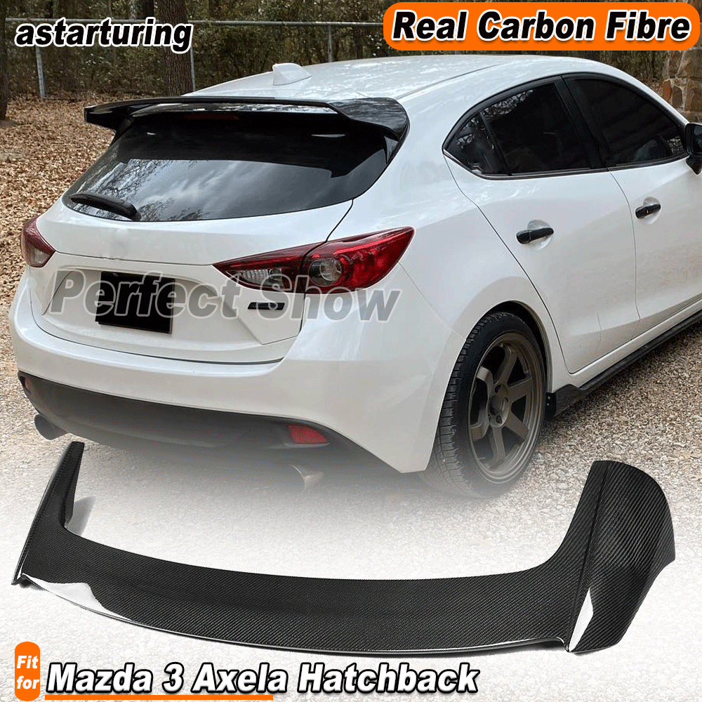 For Mazda 3 Axela Hatchback 2014-19 REAL Carbon Rear Tail Roof Spoiler ...