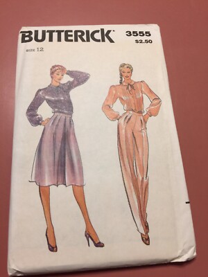 Butterick Pattern #3555 Miss Blouse Skirt Pants Sz 12 Uncut | eBay