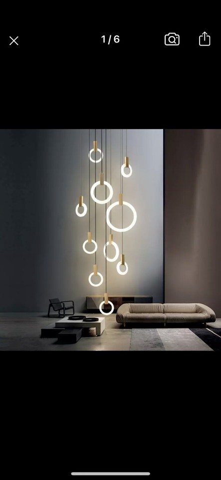 Long LED Chandelier Pendant Lights Modern, Stairwell, Living, Dining ...
