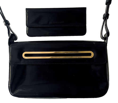 VTG Givenchy 2 Pc Black Patent Leather Front Flap Snap Closure ...