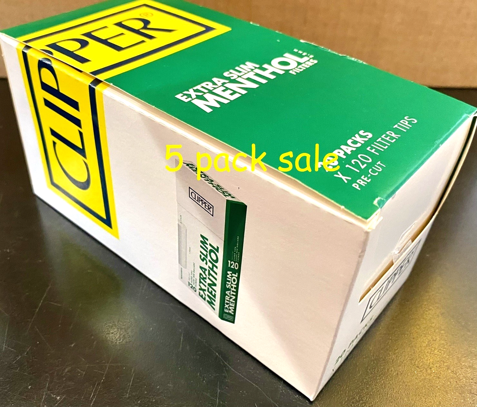 Clipper Extra Slim Pop-Up Menthol Filter Tips, 5 Pack x 120Tips, Total ...