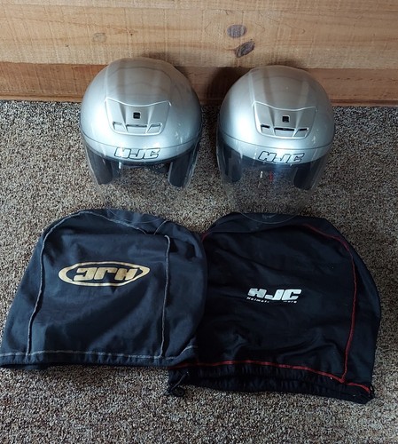 (2) HJC HALF MOTORCYCLE HELMETS AC-3 ONE LARGE & ONE SMALL PAIR with ...