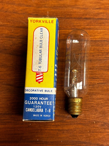 Yorkville Clear T-6 Tubular Bulb No 10188 120 volt 15 watt Candelabra ...