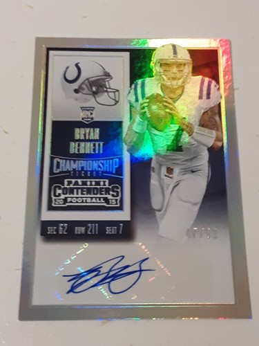 Bryan Bennett Indianapolis Colts 2015 Panini Contenders Certified ...