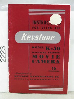 Keystone Model K-50 Magazine Loading 16mm Movie Camera Original Manual ...