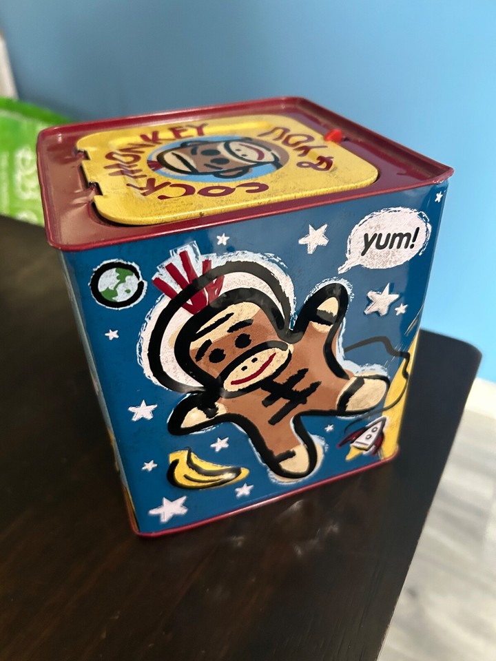 Sock Monkey Jack in the Box Turn Crank Musical Pop-Up Toy Surprise ...