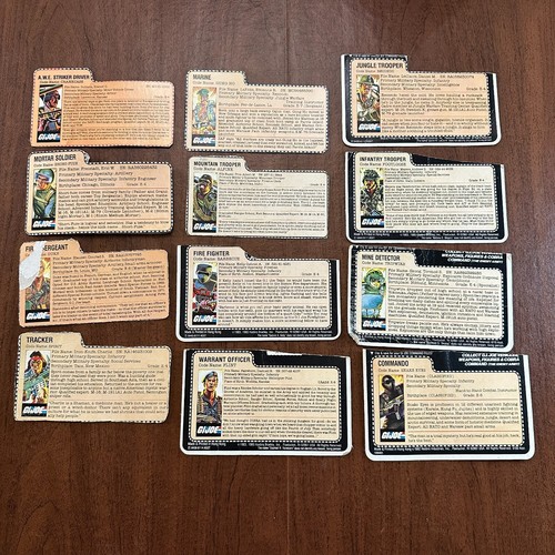 LOT OF 12 1983-85 HASBRO GI JOE PEACH FILE CARDS - snake eyes flint ...