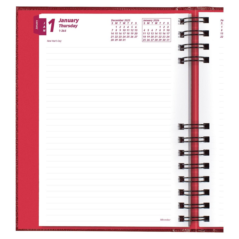 2026 Brownline CB389C.RED CoilPRO Daily Planner Diary, Hard Cover, 8-1/ ...