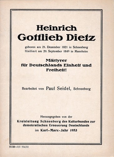 Heinrich Gottlieb Dietz Martyrs for Germany Unity + Freedom Schneeberg ...