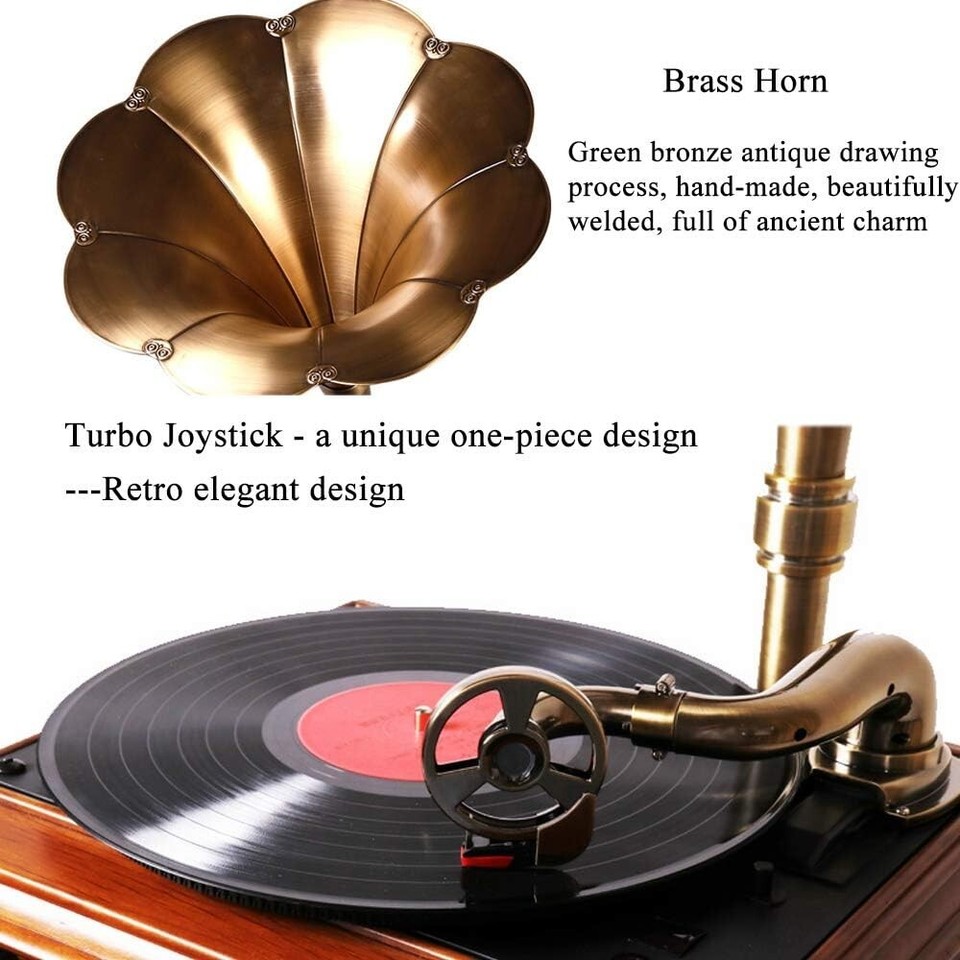 Bluetooth Phonograph Record Player,Portable Version Gramophone Vintage ...