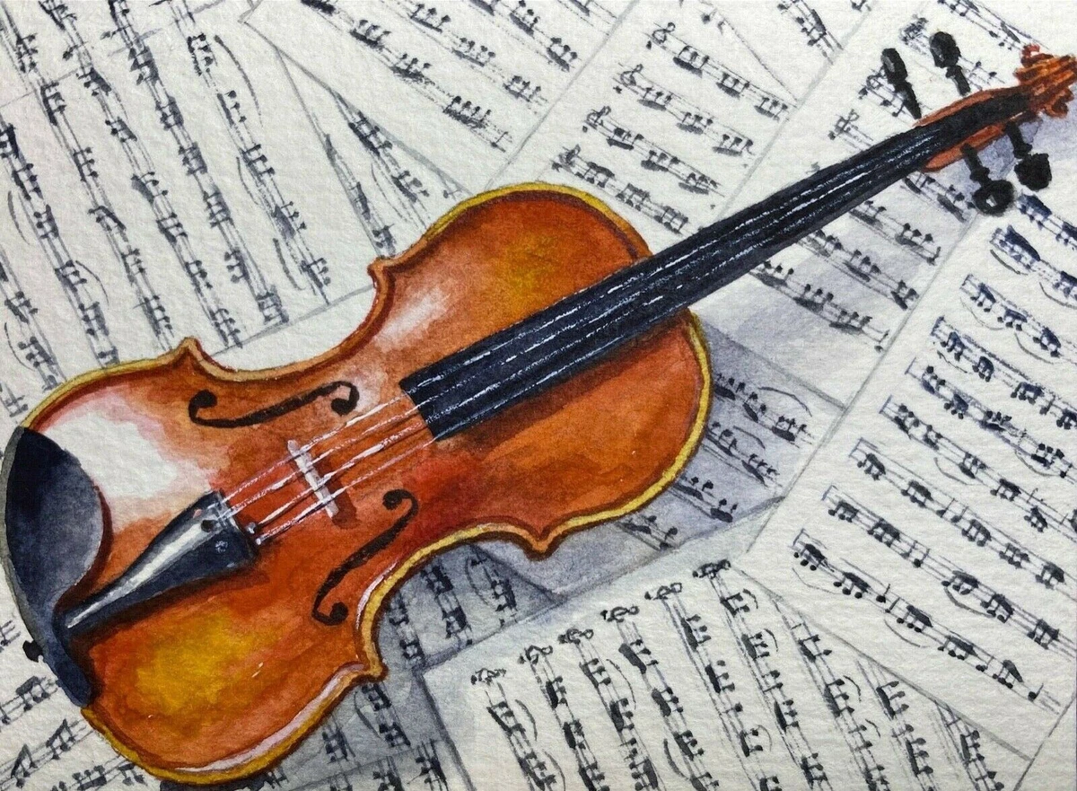 Violin Watercolor Painting