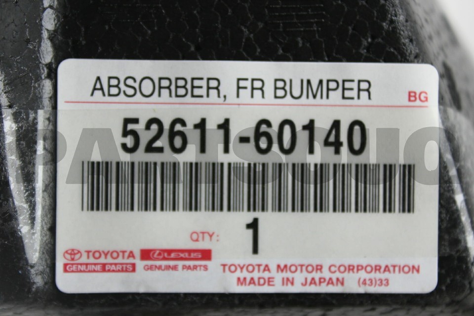 5261160140 Genuine Toyota ABSORBER FR BUMPER 52611-60140 | eBay
