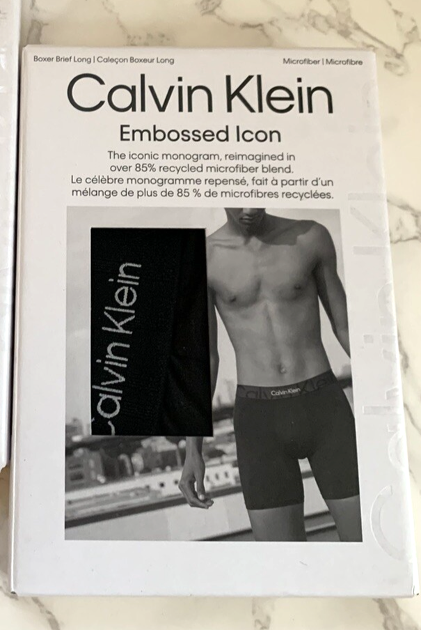 Calvin Klein Men underwear-Long Boxer Brief-Black--S-- Embossed Icon ...
