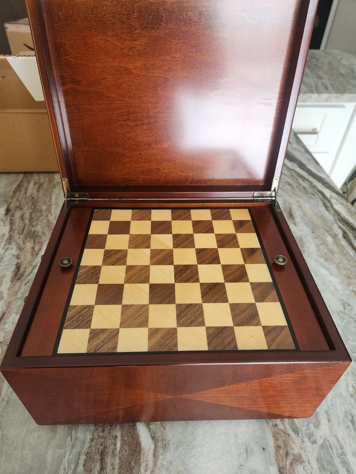 Bombay Antique Chess And Checkers Real Cherry Wood Game Set | eBay