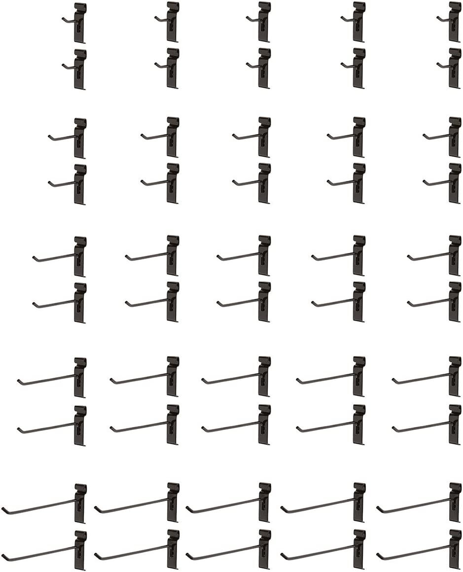 Lot of 50 Assorted Wire Grid Peg Hooks Black 10 Each 2" 4" 6" 8" 10" | eBay