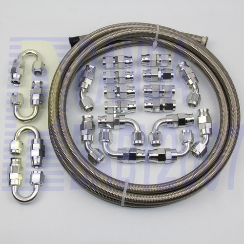 10M OIL GAS LINE E85 PTFE PTEF AN6 6AN -6 06 TEFLON STEEL HOSE END ...