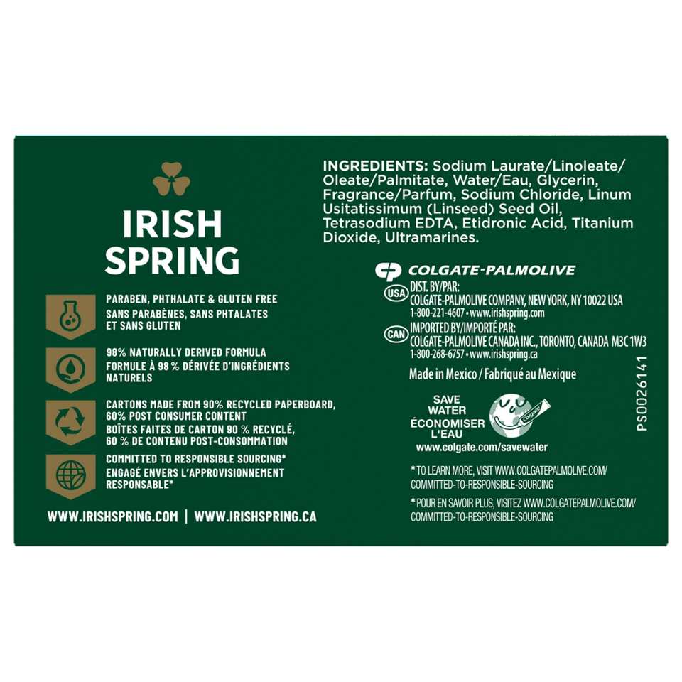 Irish Spring Icy Blast Bar Soap for Men, Mens Bar Soap, 12 Pack, 3.7 oz ...