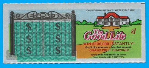 1986 California lottery scratch ticket expired MINT unscratched #7 ...