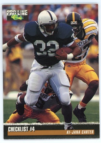 1995 Classic Pro Line Checklist Ki-Jana Carter Checklist #400 Rookie RC ...