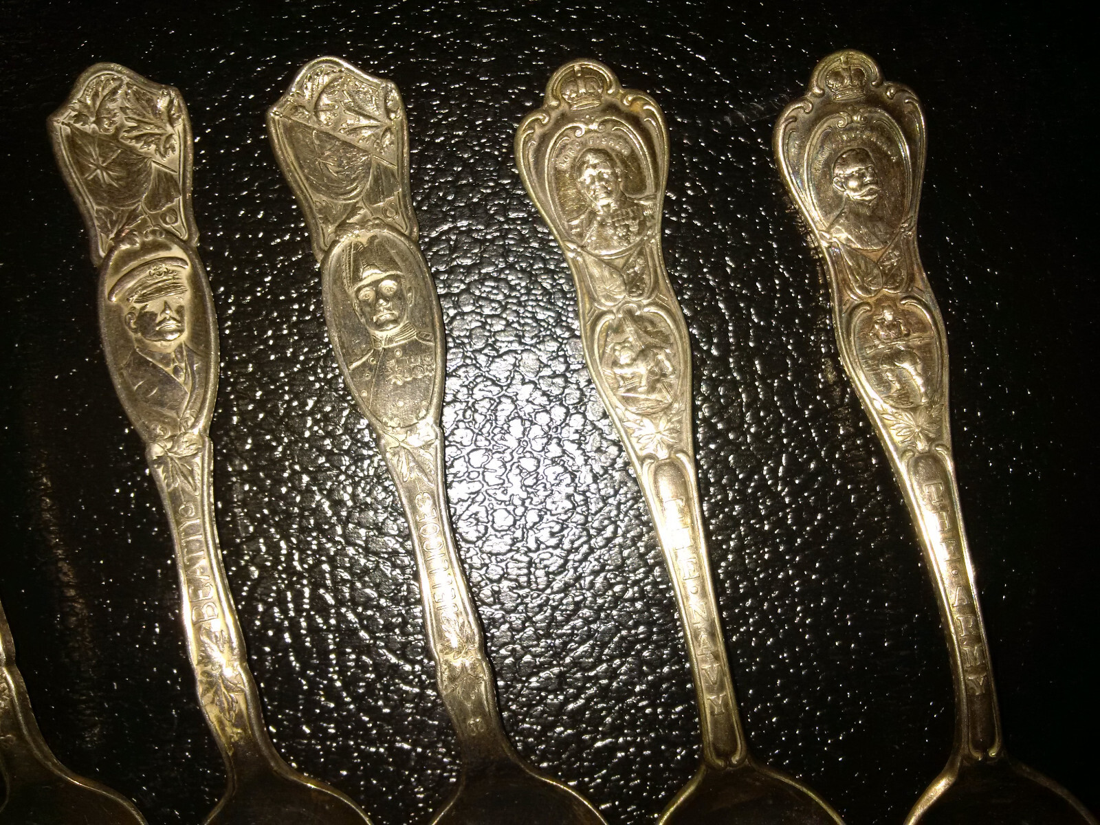 7 WWI Silverplate Commerative Spoons "the Warlords" Allied Generals ...