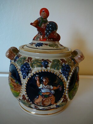 VINTAGE ORIGINAL GERZIT GERZ POTTERY LIDDED PUNCH BOWL W HANDLES-WEST ...