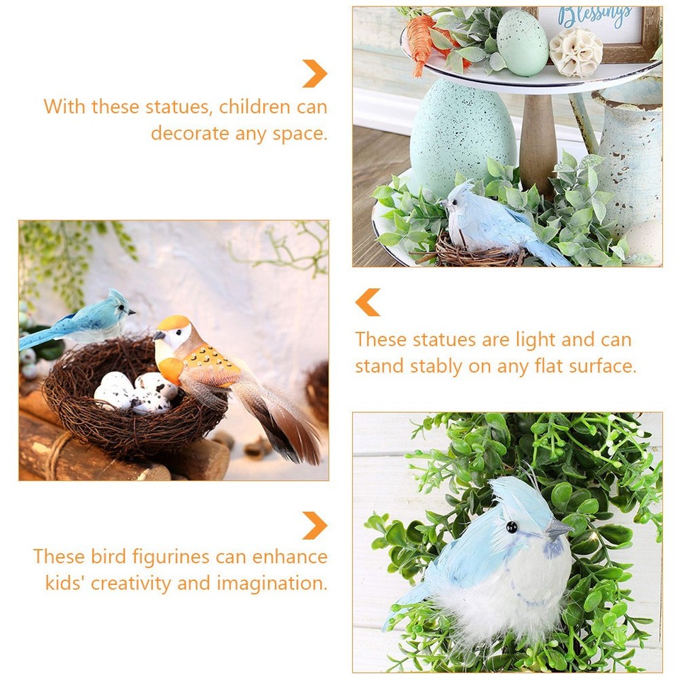 6 Pcs Decorative Realistic Birds Garden Decorations Bird Sculptures ...