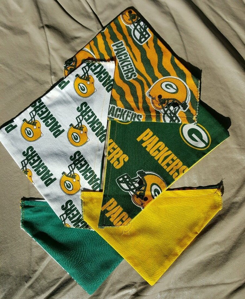 GREEN BAY PACKERS NFL HOMEMADE 2 SIDED DOG SCARF (PICK SIZE) | eBay