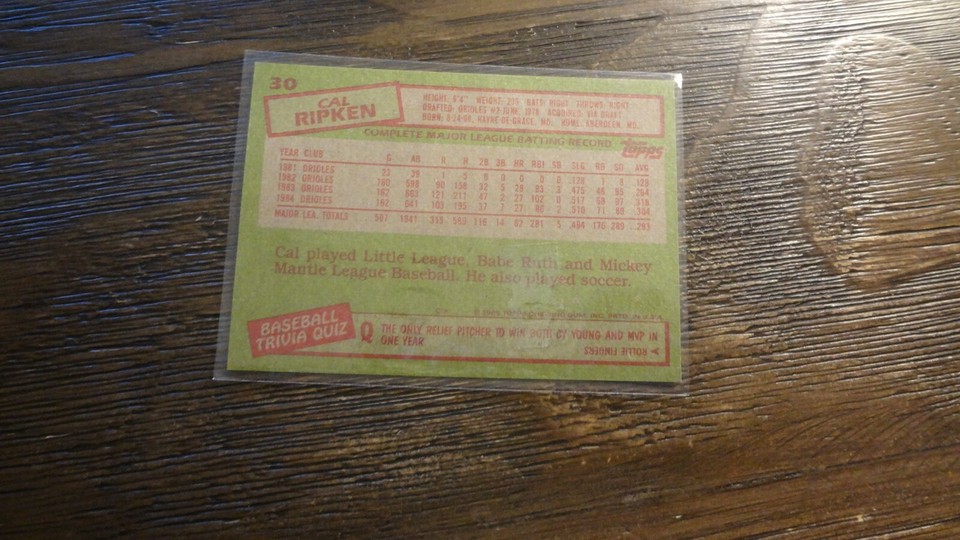 1985 TOPPS # 30 CAL RIPKEN BASEBALL CARD | eBay
