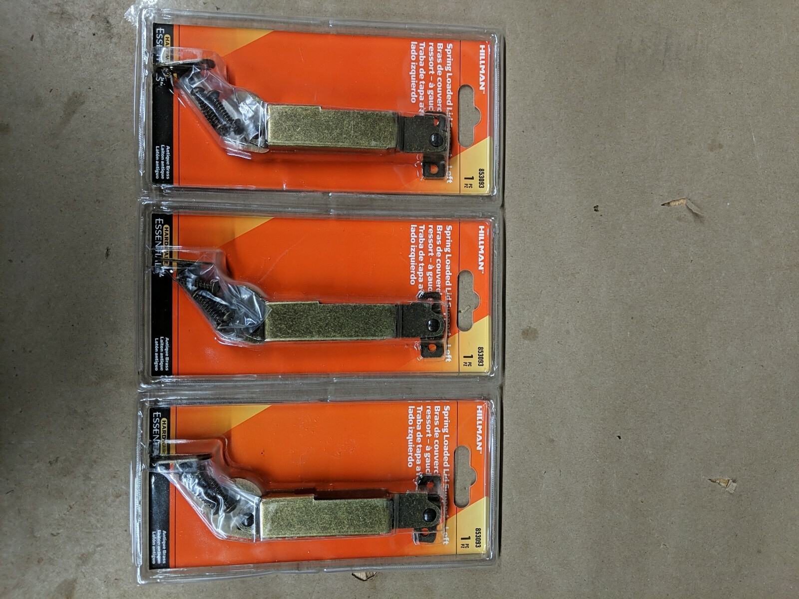 3- HILLMAN Group SPRING LOADED LID SUPPORT #853093 Left Hand, Antique ...