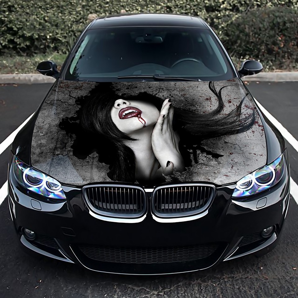 Vampire Girl Car Hood Wrap Decal Vinyl Sticker Full Color Graphic Fit ...